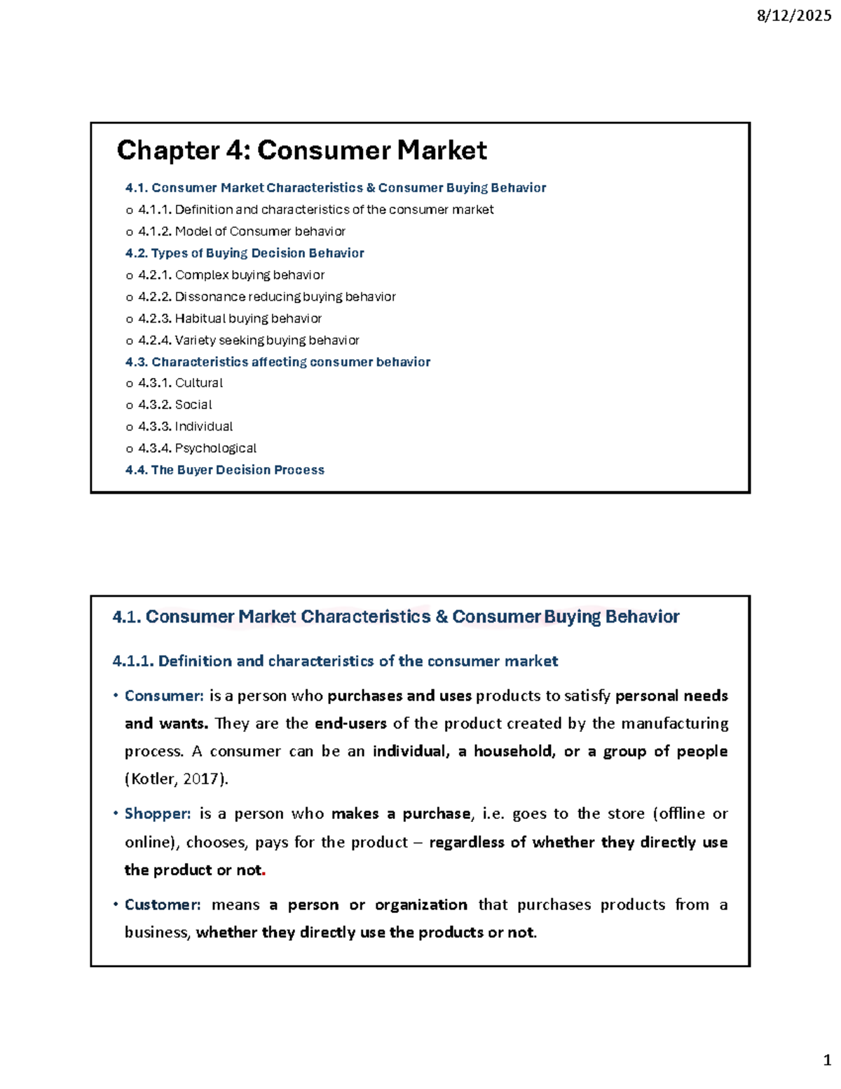 Chapter 4: Consumer Market Characteristics and Buying Behavior - Studocu