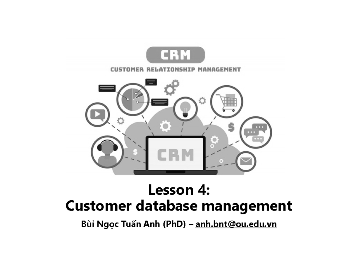 Lesson 4 Customer database management - Lesson 4: Customer database ...