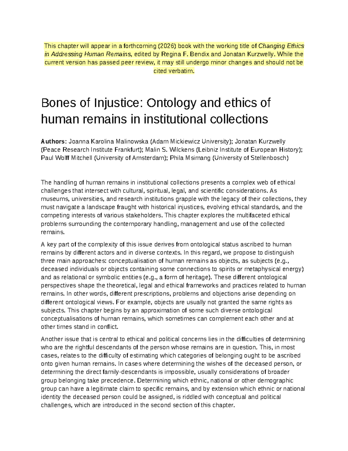 Bones of Injustice: Ontology & Ethics of Human Remains in Collections ...