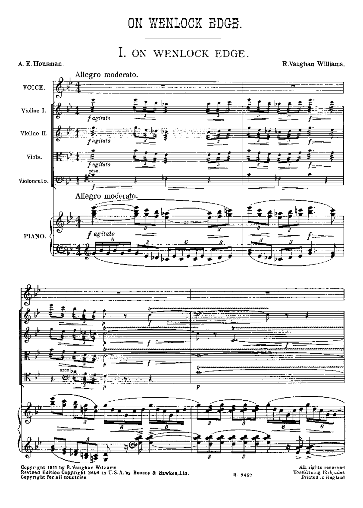 On Wenlock Edge: A.E. Housman & R. Vaughan Williams (Vocal Score) - Studocu