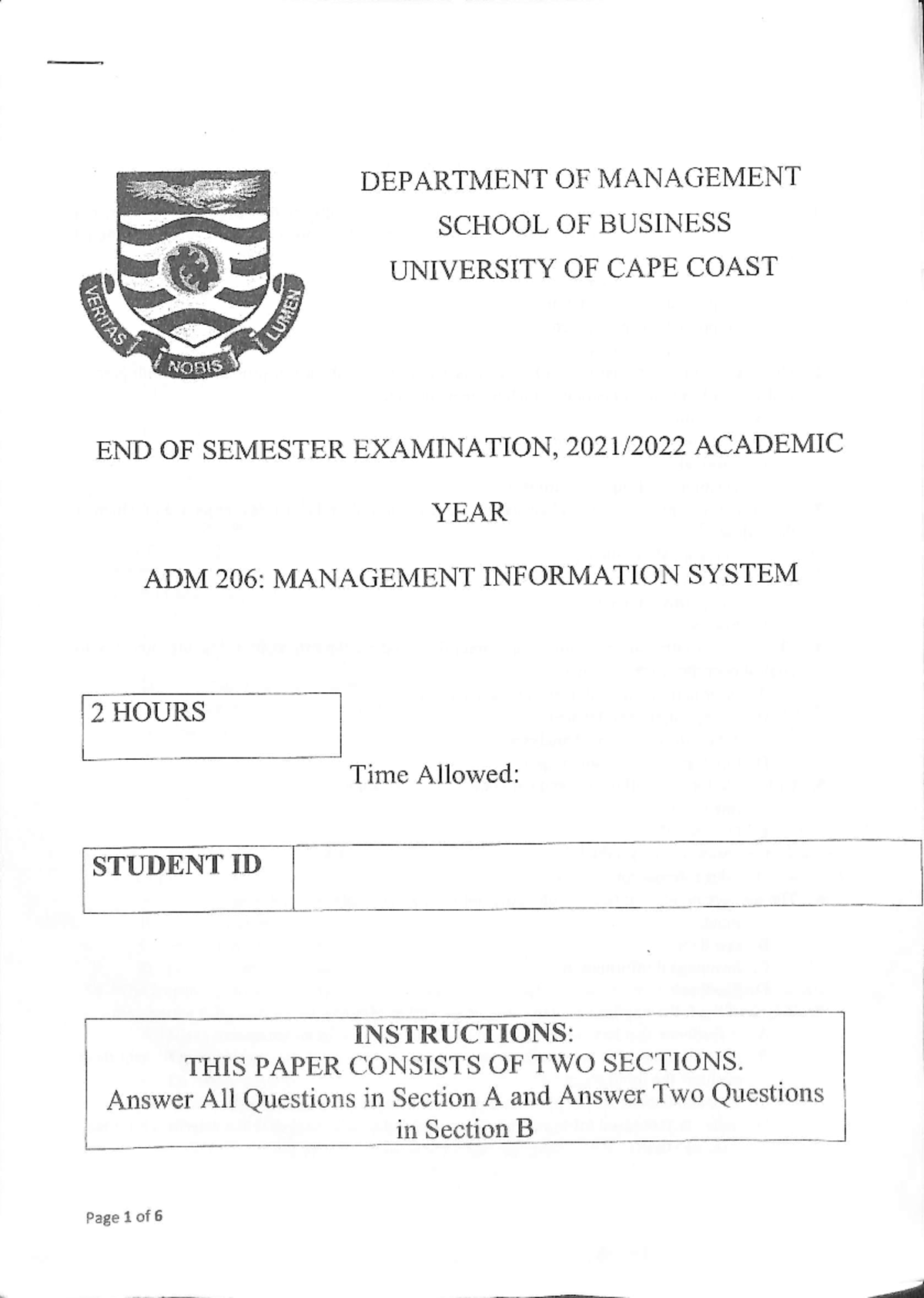 ADM 206: Management Information Systems End of Semester Exam Guide ...