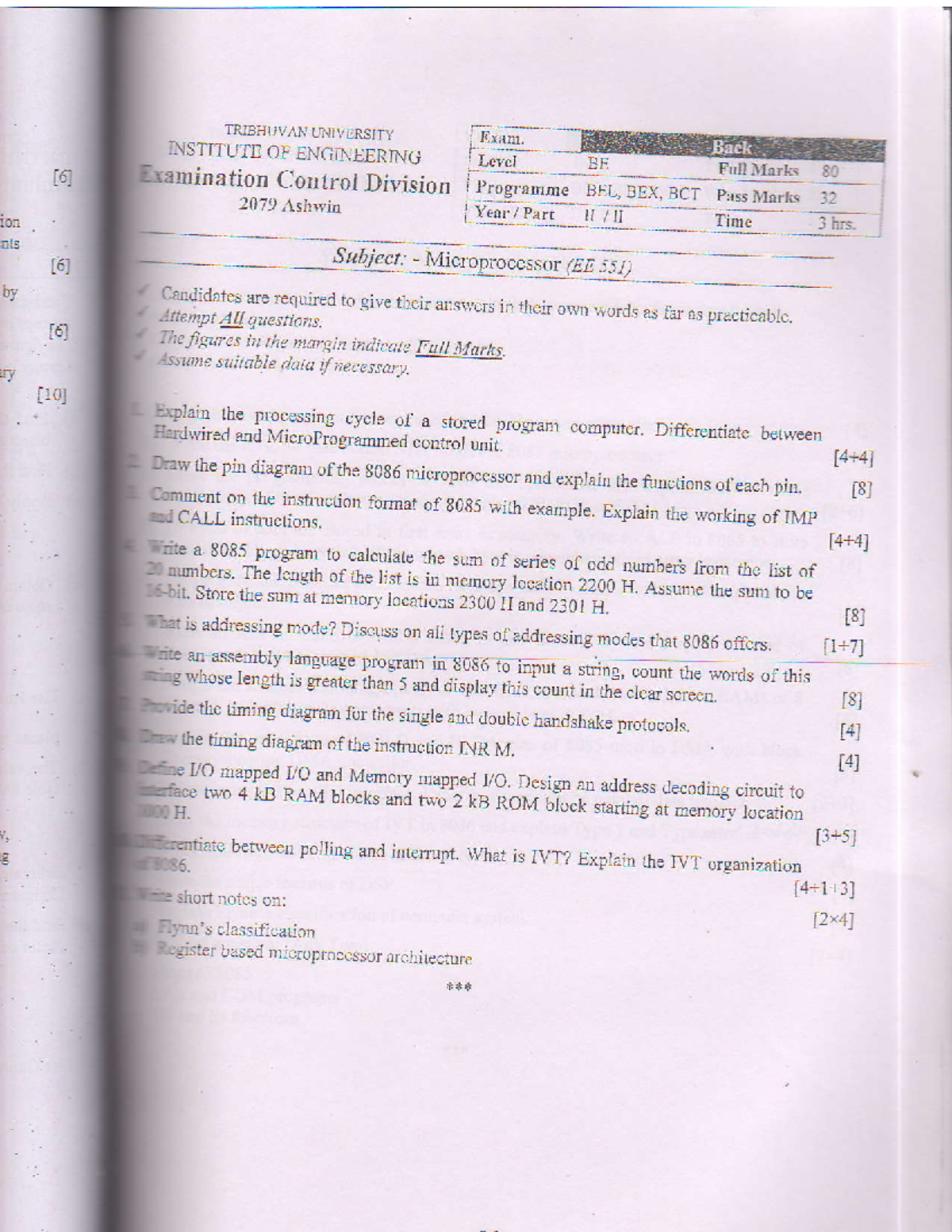 Microprocessor (EX55I) Old Question Papers - TRIBHUVAN UNIVERSITY - Studocu