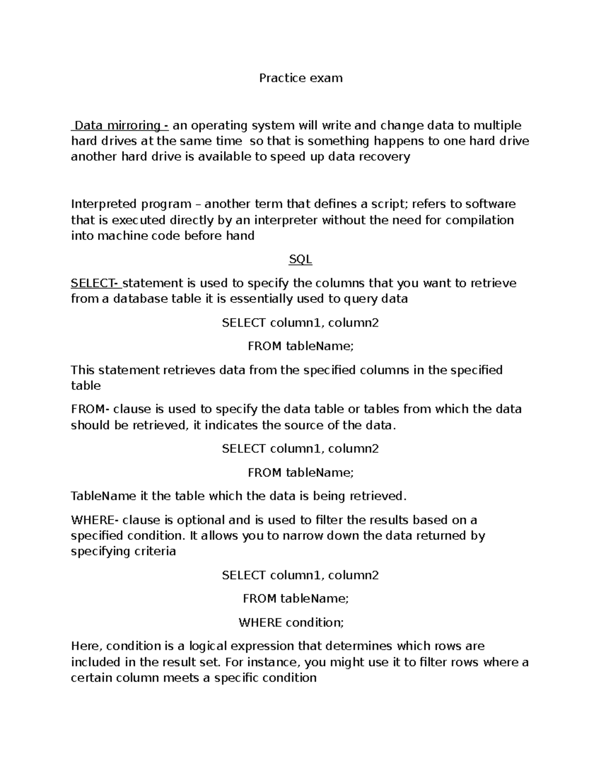 D322 Practice Exam Study Guide: IT Concepts from Sections 1-8 - Studocu