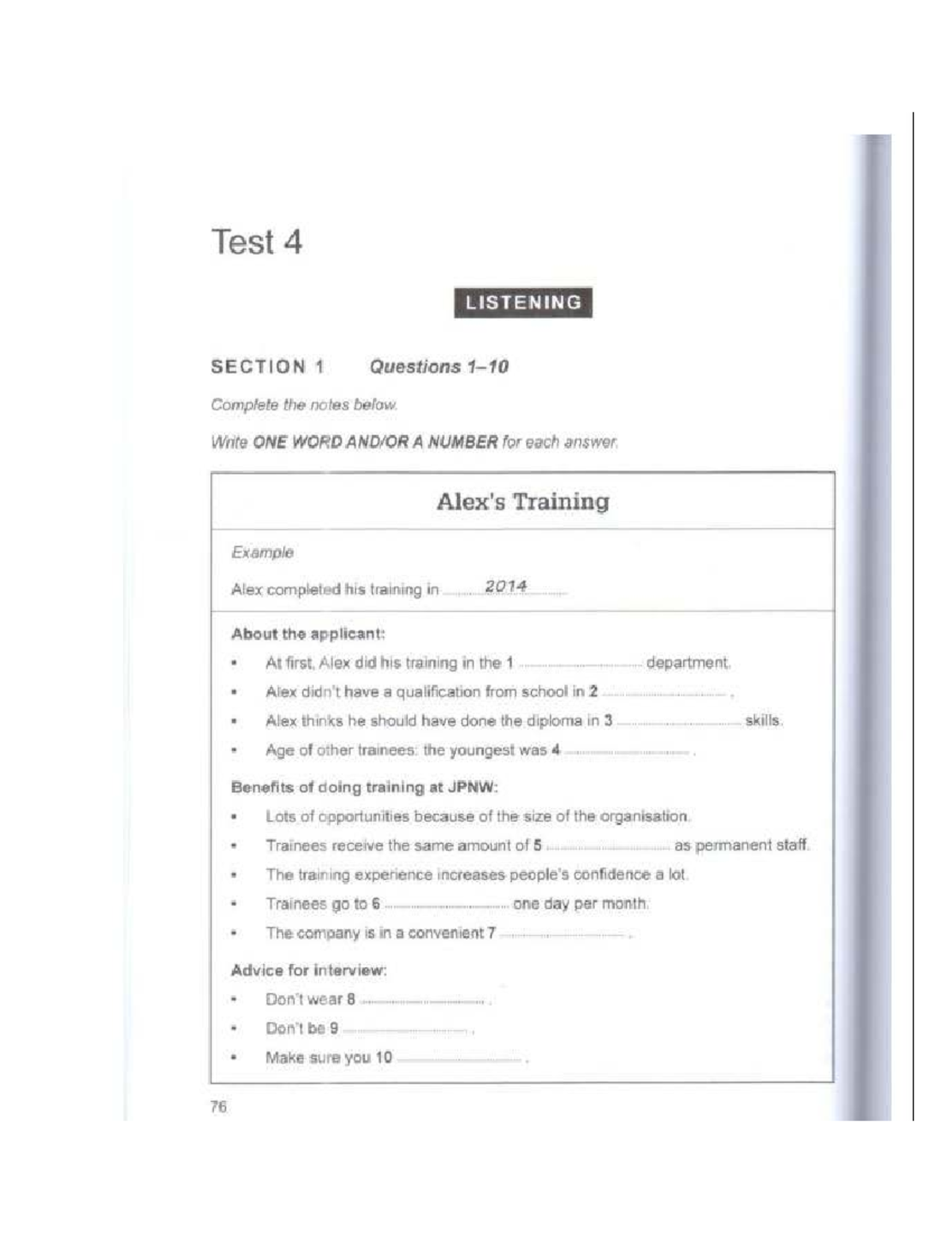 Test 4 Listening Section 1 - CAM 13 Review Notes - Studocu