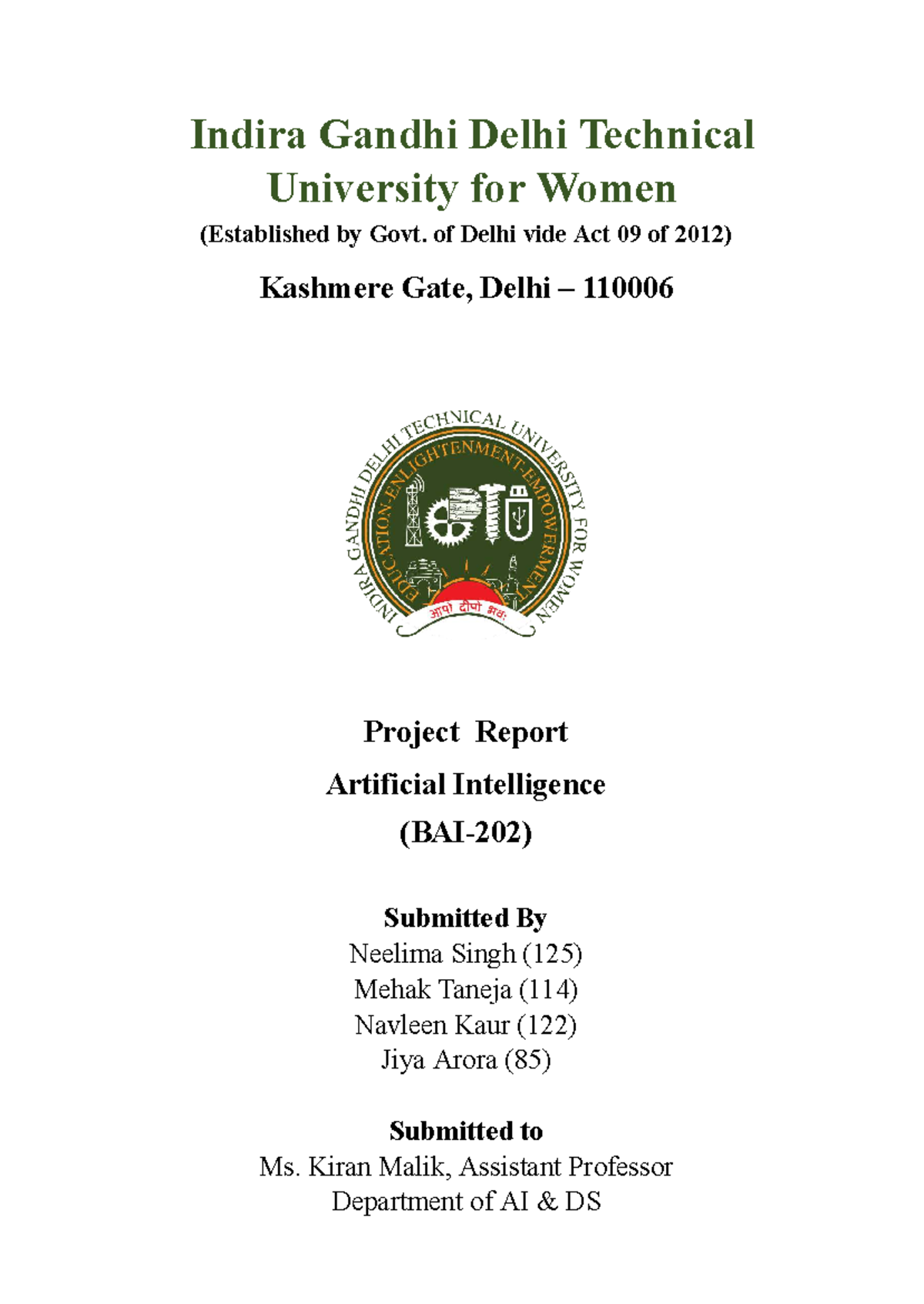 AI Project Report: Early Diabetes Detection System (AI-DS) - Studocu