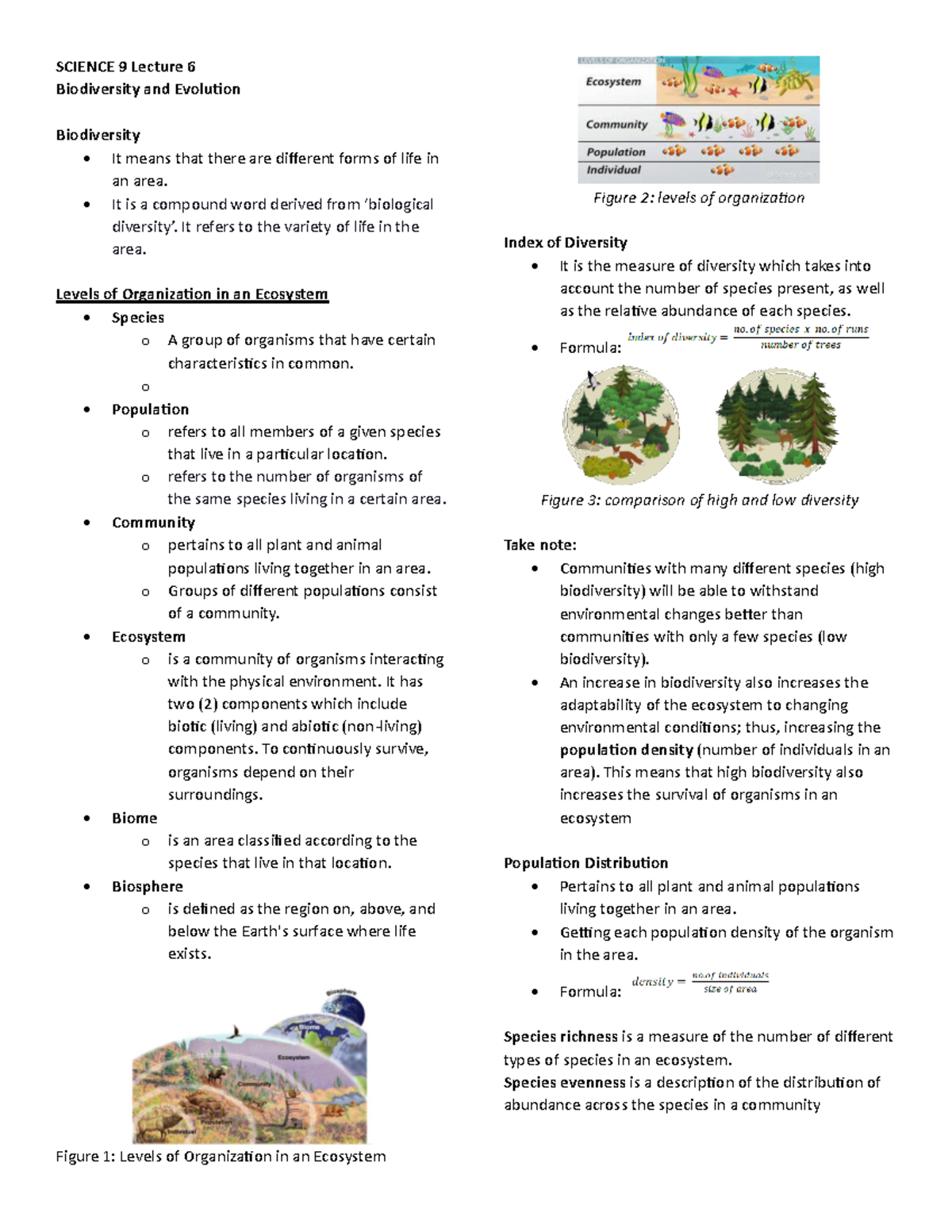SCI 9 LEC 6 biodiversity - SCIENCE 9 Lecture 6 Biodiversity and ...