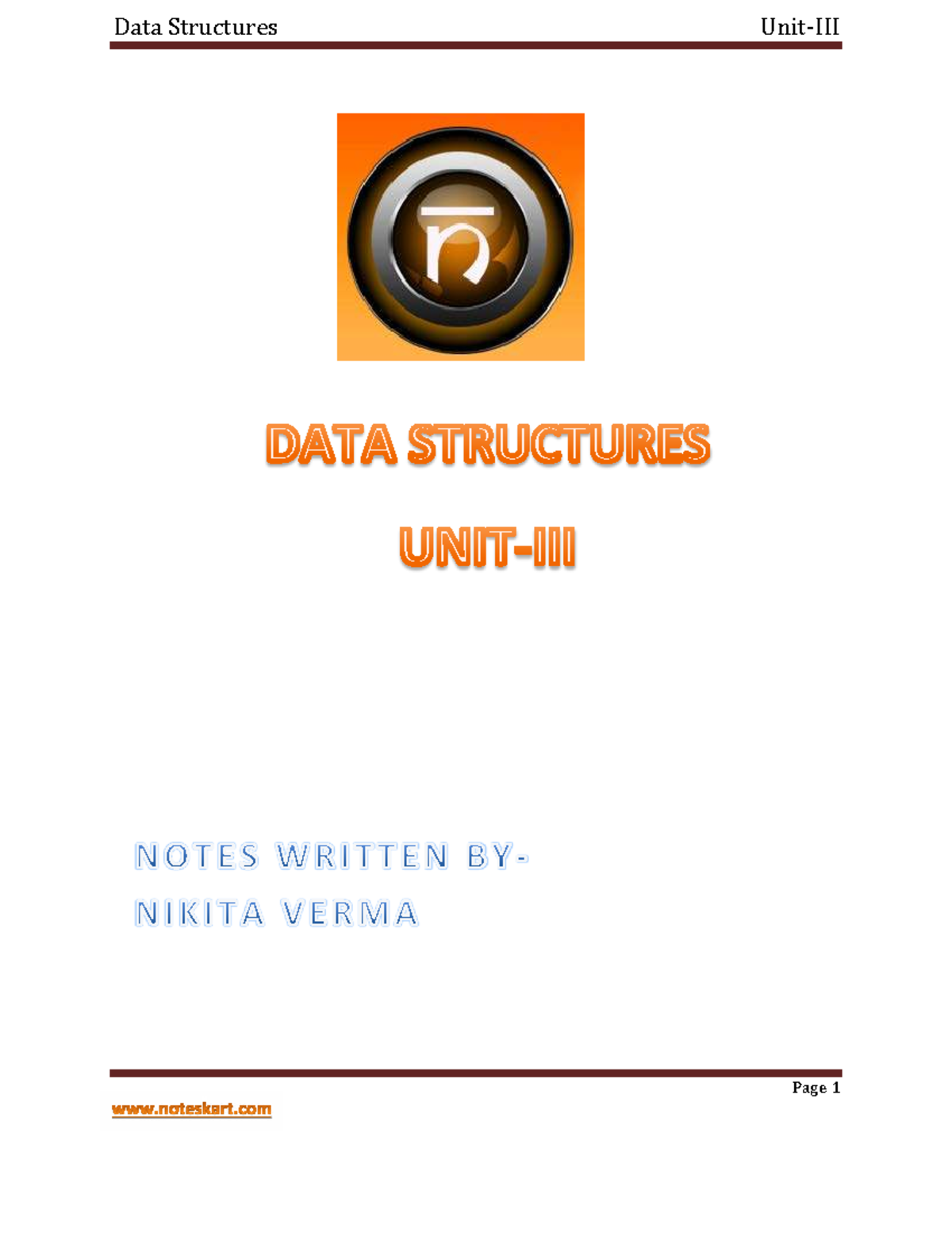 Data Structures Unit-III Study Notes (Ds3) - Studocu