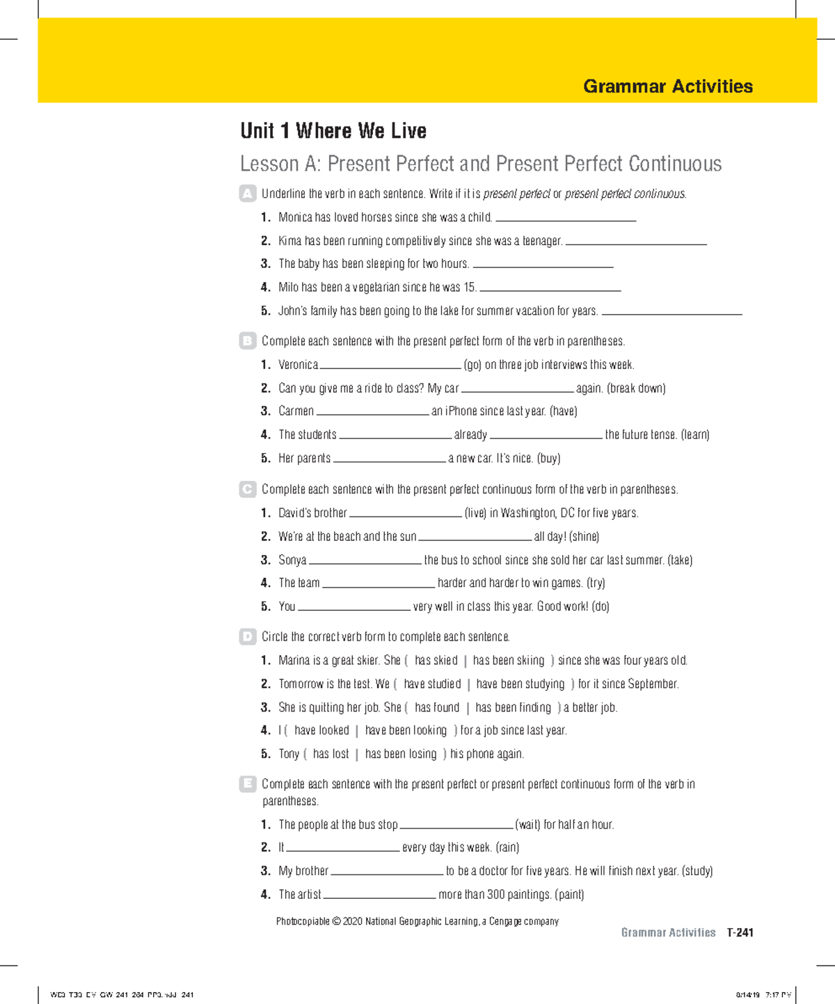 World english 3e level 3 grammar activities all - Grammar Activities T ...