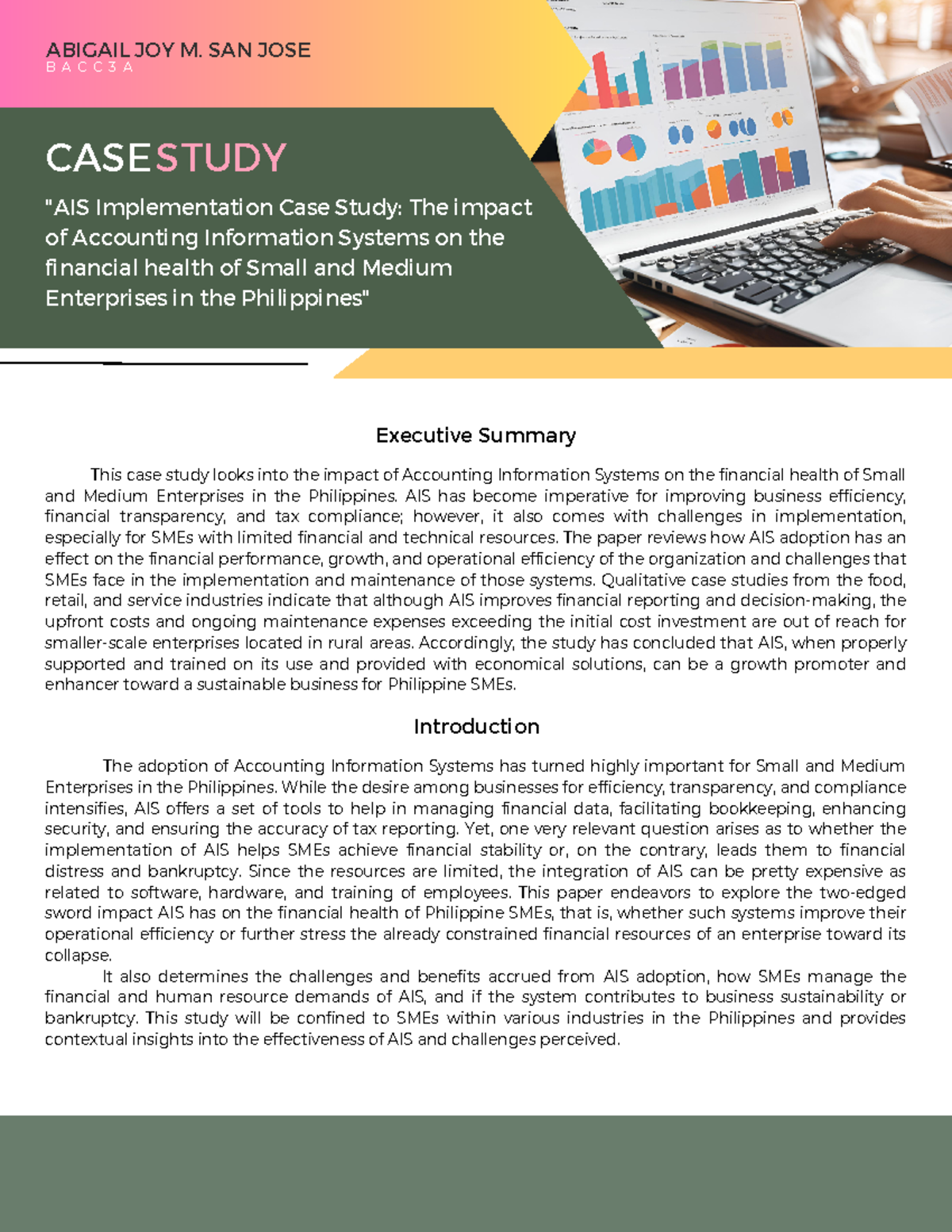 AIS FP Case Study: Impact of Accounting Info Systems on SMEs in PH - Studocu