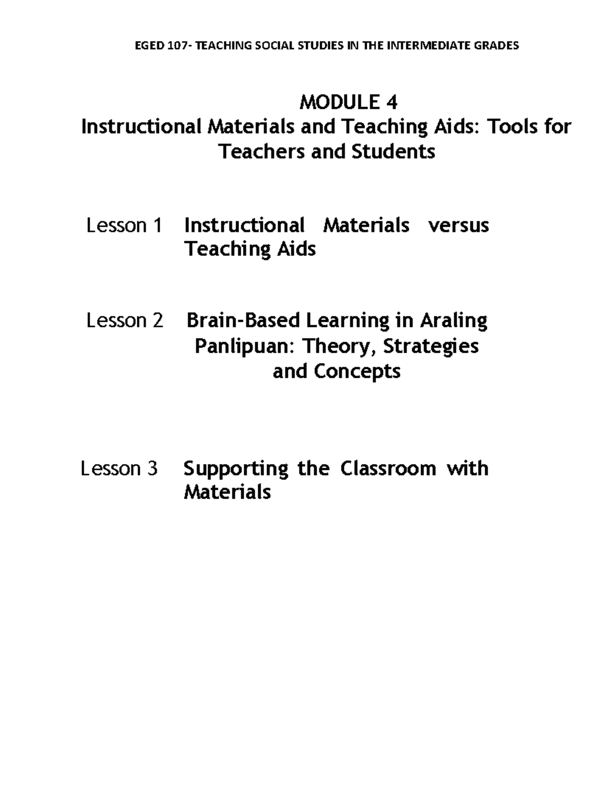 Module-IV - social studies major s - MODULE 4 Instructional Materials ...