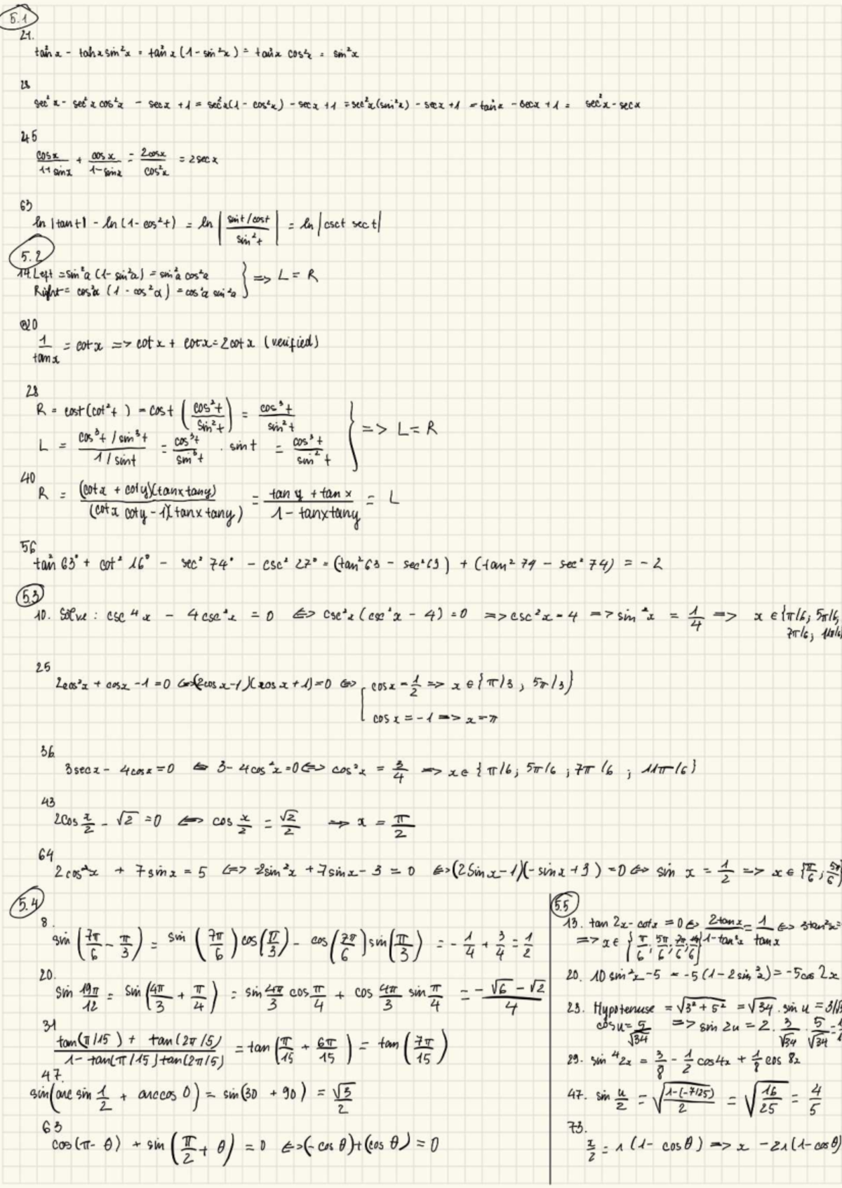 Chapter 5 - Homework Assignment on Trigonometric Identities - Studocu