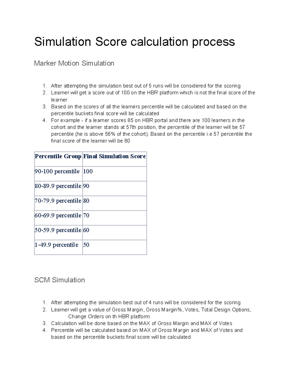 Simulation Score Calculation Process for Marker Motion & SCM ...
