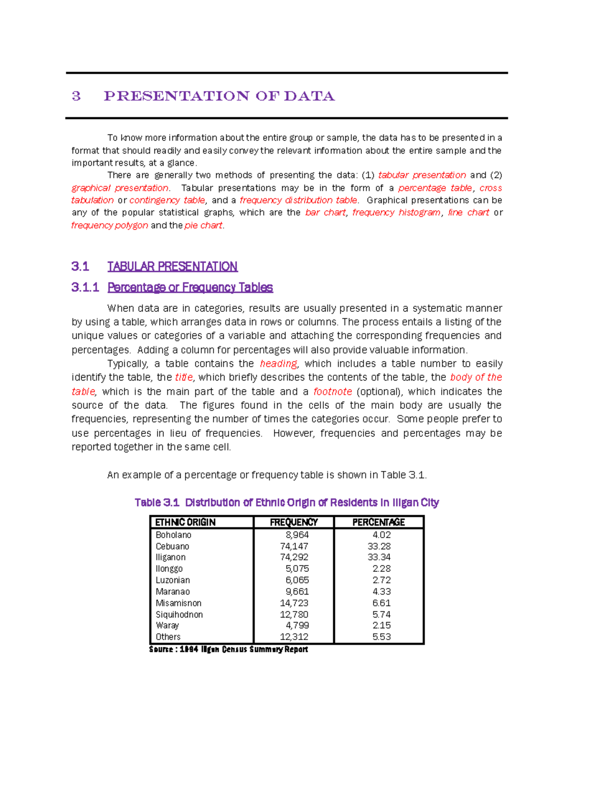 Chap3 Presentation of Data lecture - To know more information about the entire group or sample ...