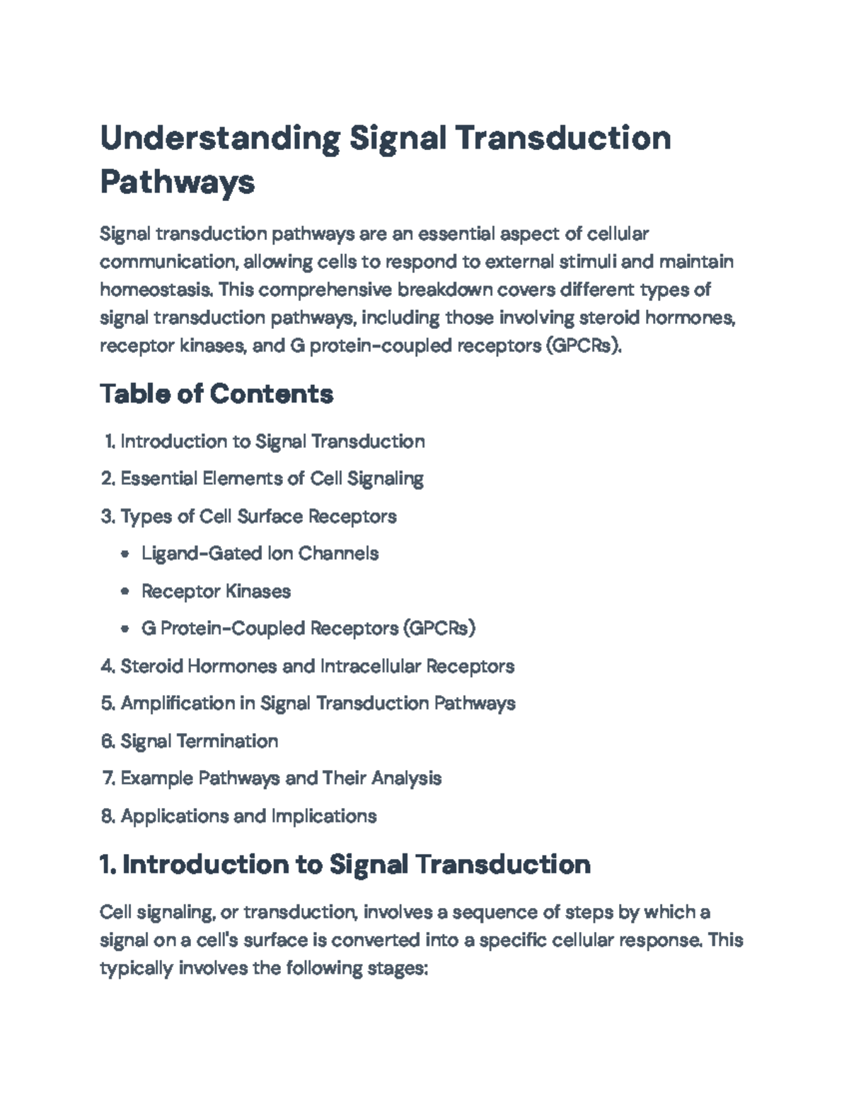Understanding Signal Transduction Pathways: A Comprehensive Guide - Studocu