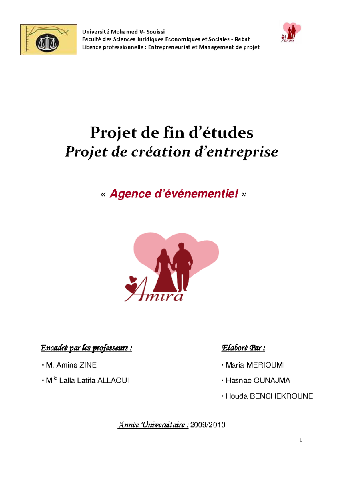 Projet de création d’entreprise - Projet de fin d’études Projet de ...