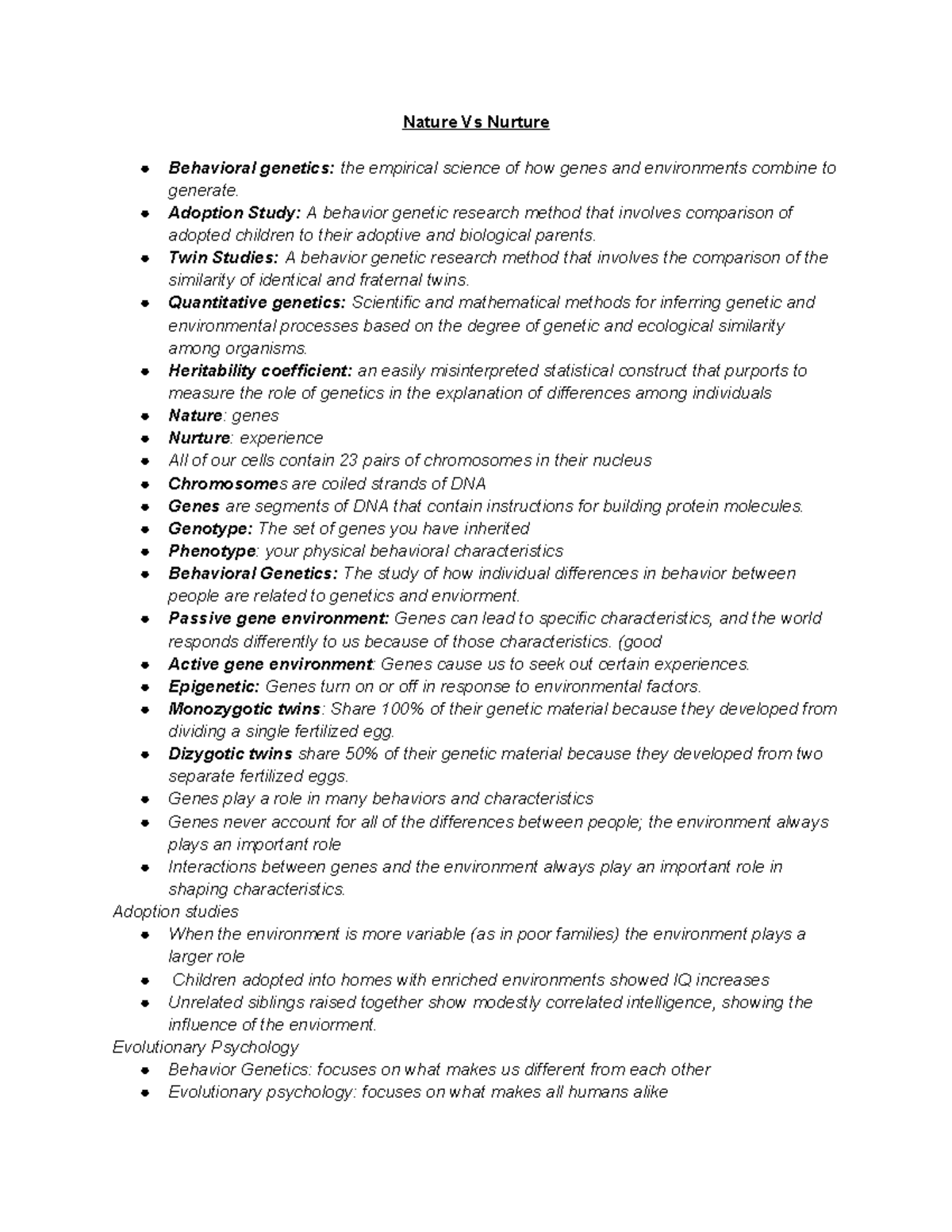 Behavioral Genetics: Nature vs. Nurture Insights (PSY 101) - Studocu