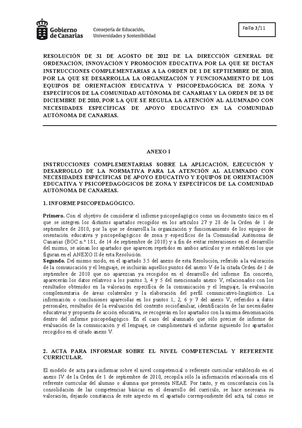 Resolución EOEP: Instrucciones Complementarias para la Atención ...