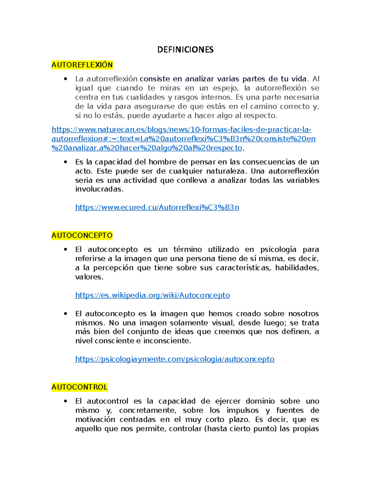 Conceptos de Autorreflexión, Autoconcepto y Autocontrol en Psicología ...