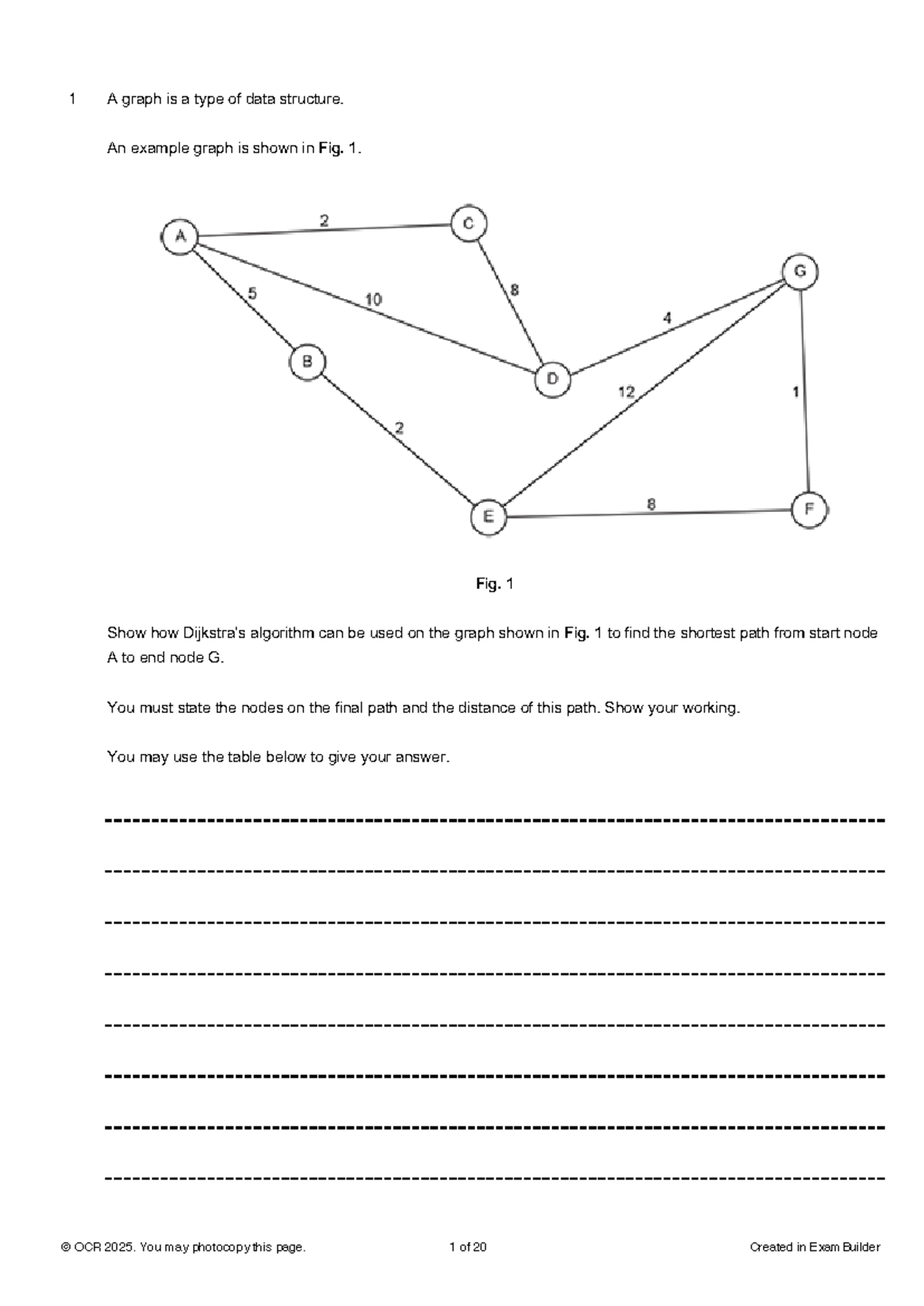 Dijkstra's Algorithm Pathfinding Questions - OCR 2025 - Studocu