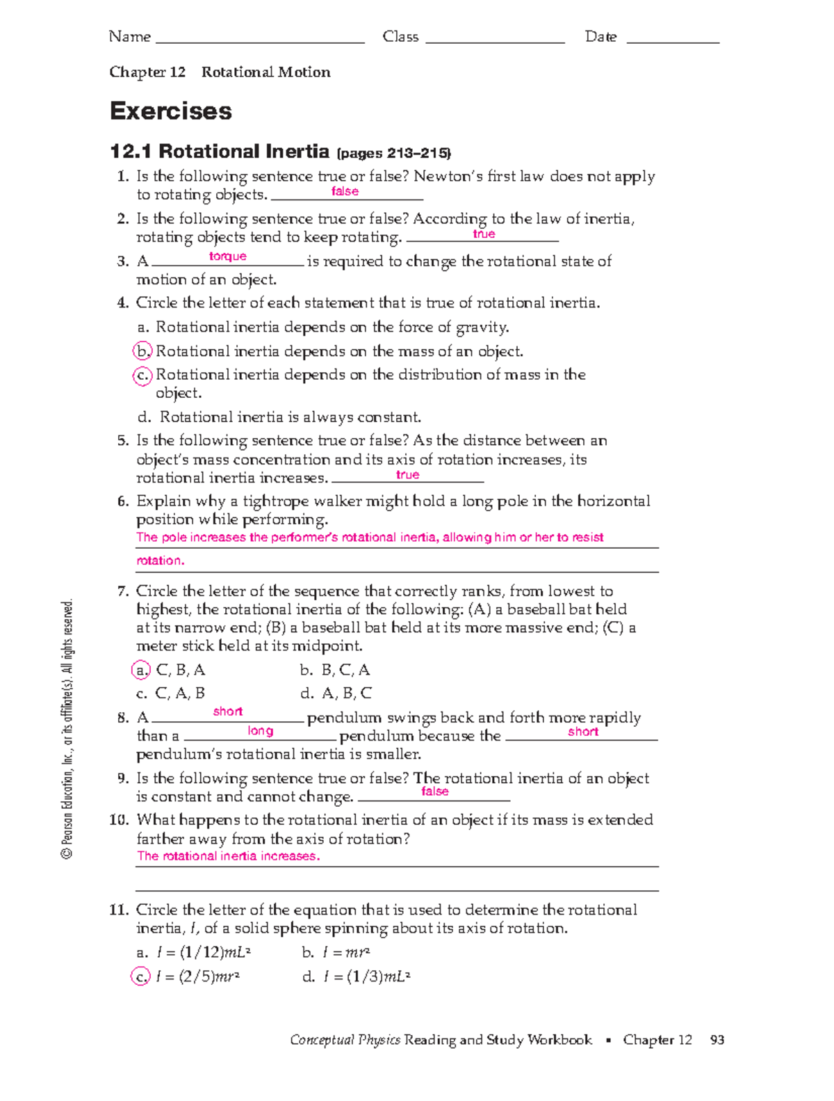 Ch12 Rotational Motion Exercises Answer Key - Chapter 12 Rotational ...
