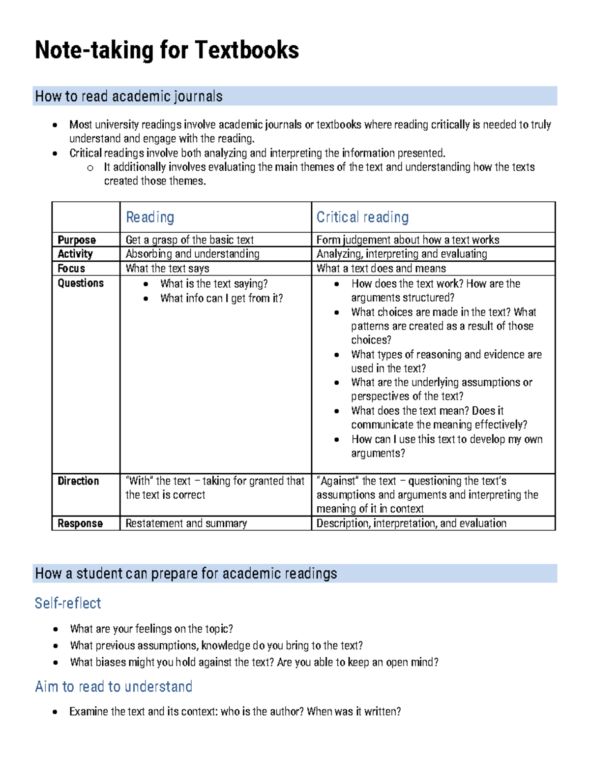 Note-Taking Strategies for Textbooks: A Comprehensive Guide - Studocu
