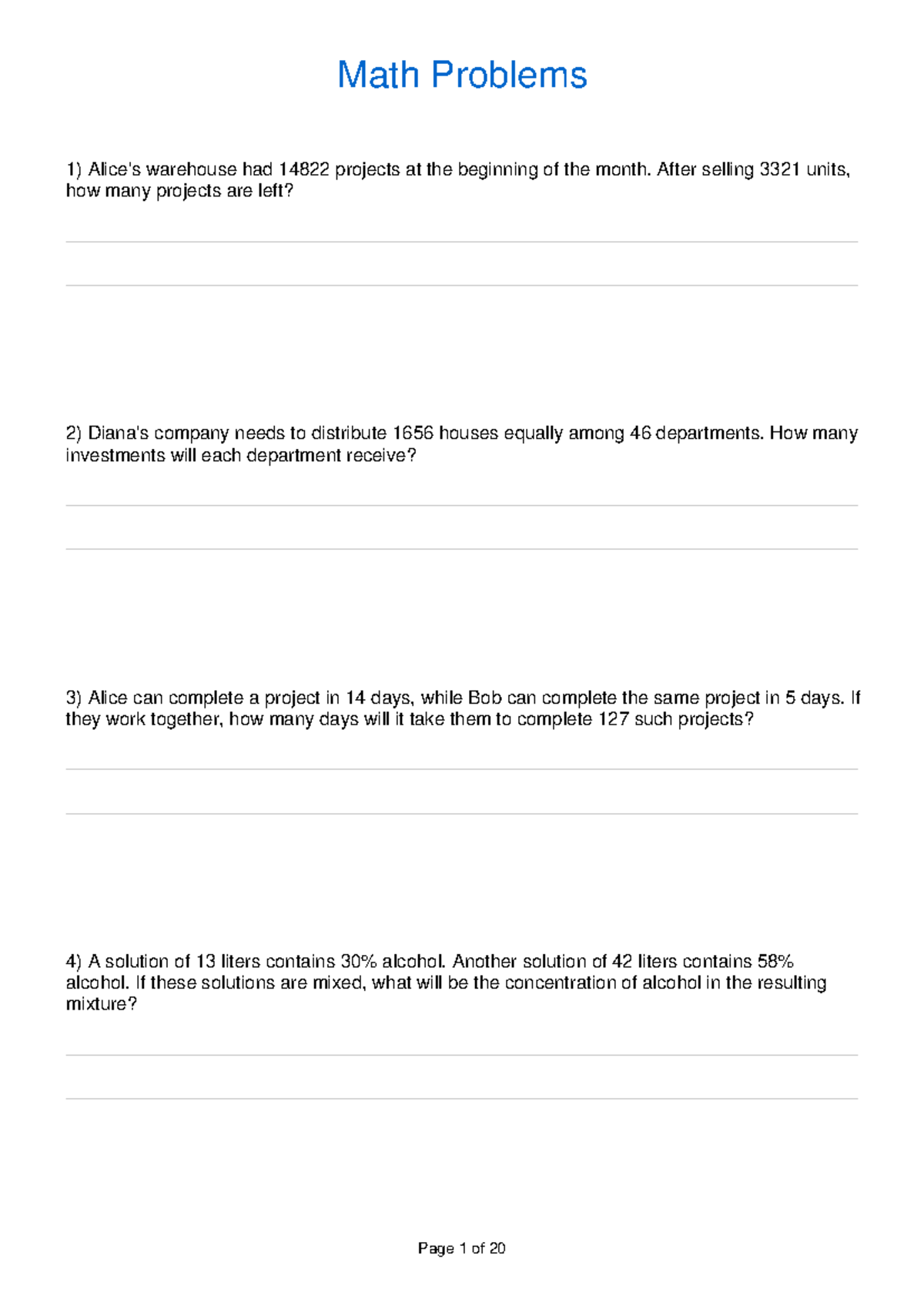 Elementary Math Practice Problems for Students 28237 - Studocu