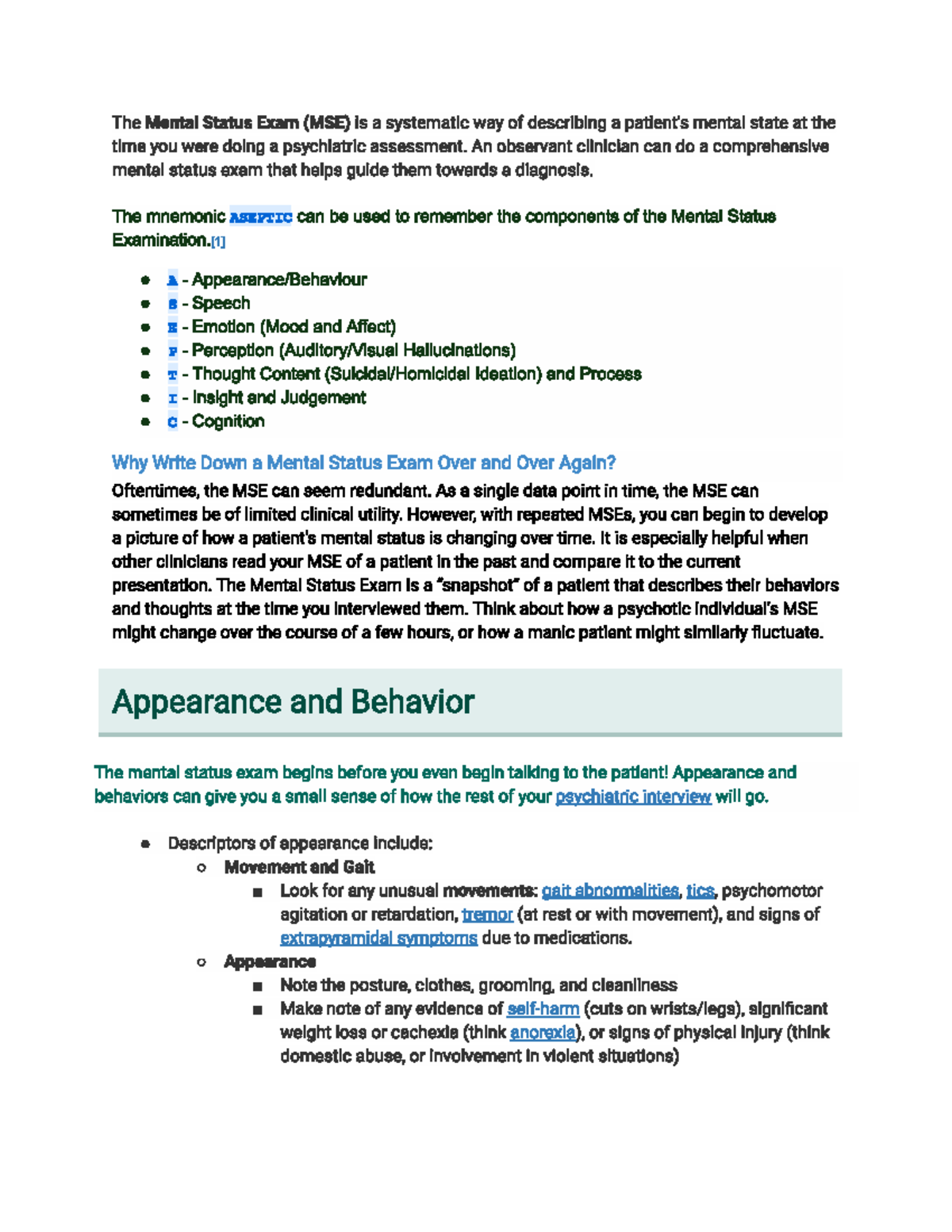 MSE Explained: A Comprehensive Guide to Mental Status Exam - Studocu