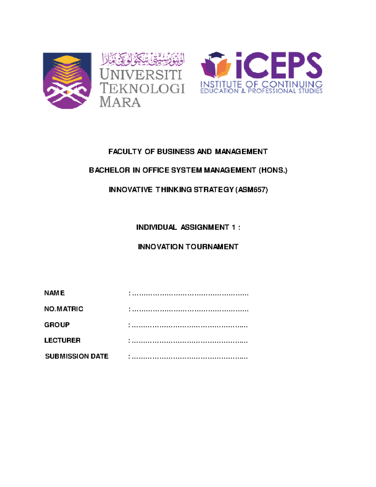 Innovative Thinking Strategy Assignment 1 - Corruption Solutions (ASM657) - Studocu