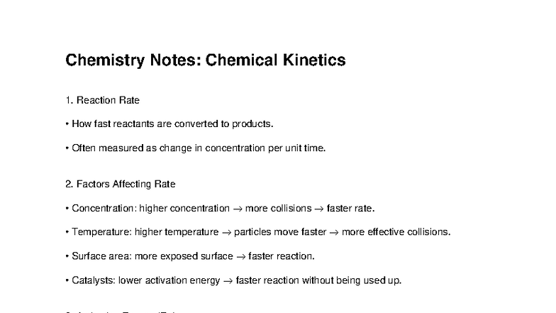 Chemistry notes 07 chemical kinetics - Chemistry Notes: Chemical ...