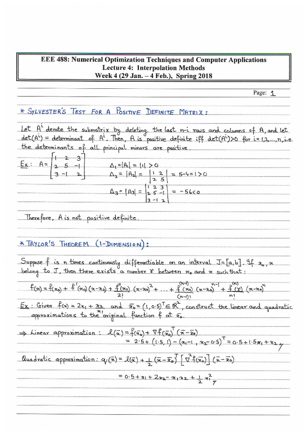 488: Numerical Optimization Techniques Lecture 4: Interpolation Methods ...
