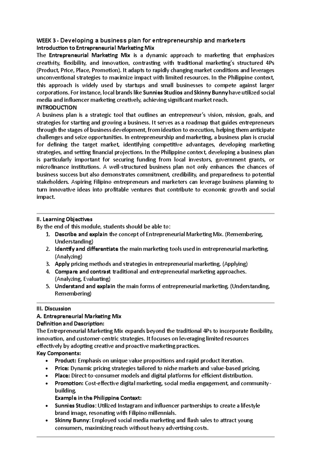 Chapter 3 - Developing A Business PLAN FOR Entrepreneurship AND ...