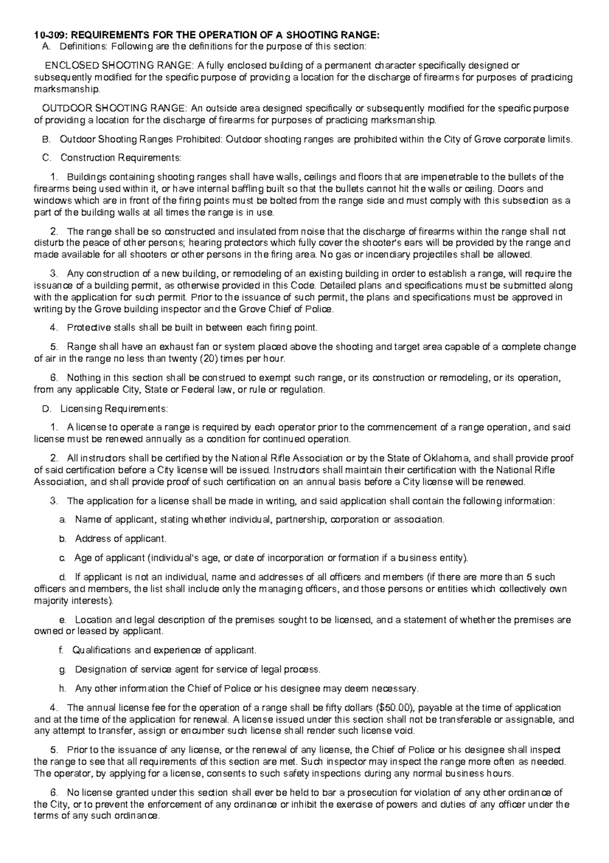 Enclosed AND Outdoor Shooting Range - 10-309: REQUIREMENTS FOR THE ...
