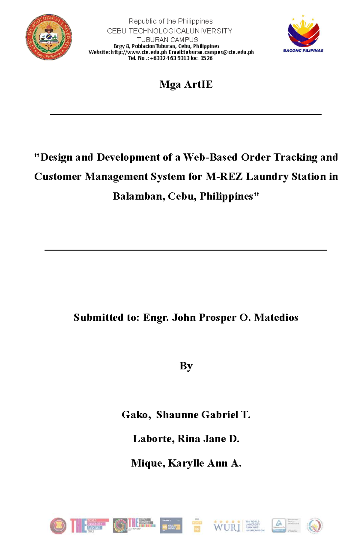 Information Systems-Paper Finals: Order Tracking & Customer Management ...