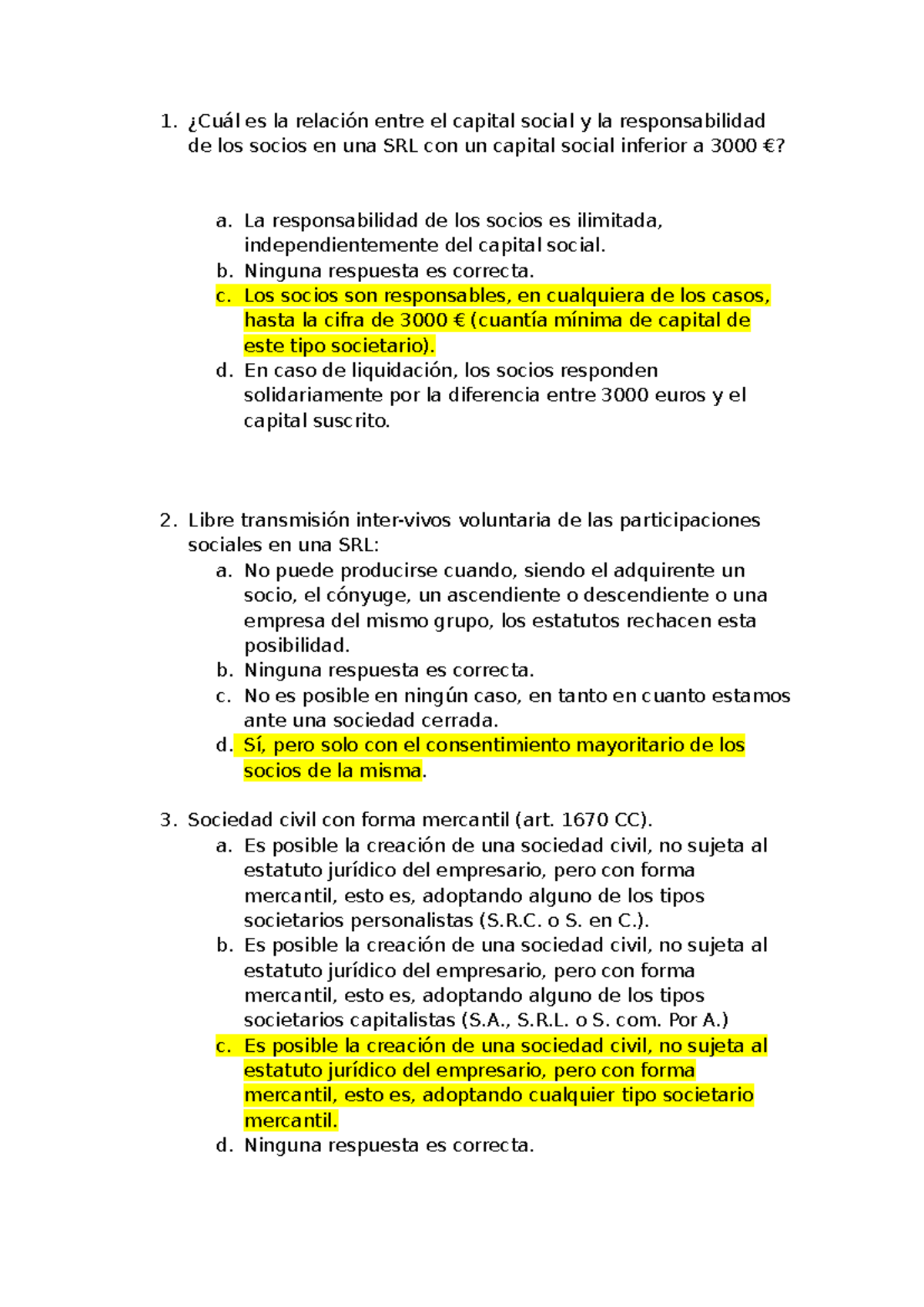 Examen Mercantil 2: Relación entre Capital Social y Responsabilidad en ...