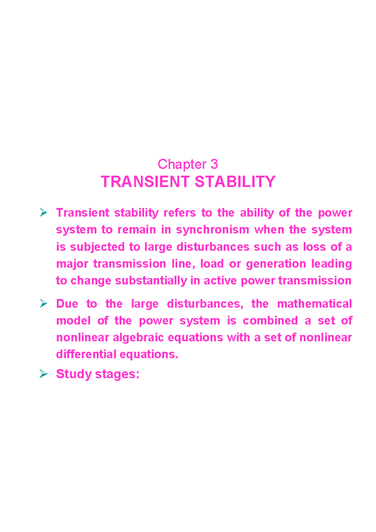 Chapter 3: Transient Stability Analysis in Power Systems - Studocu