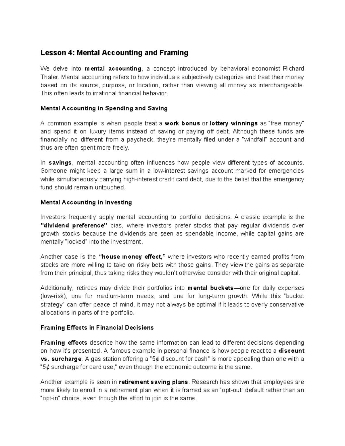 Lesson-4 -Mental-Accounting-and-Framing - Lesson 4: Mental Accounting ...