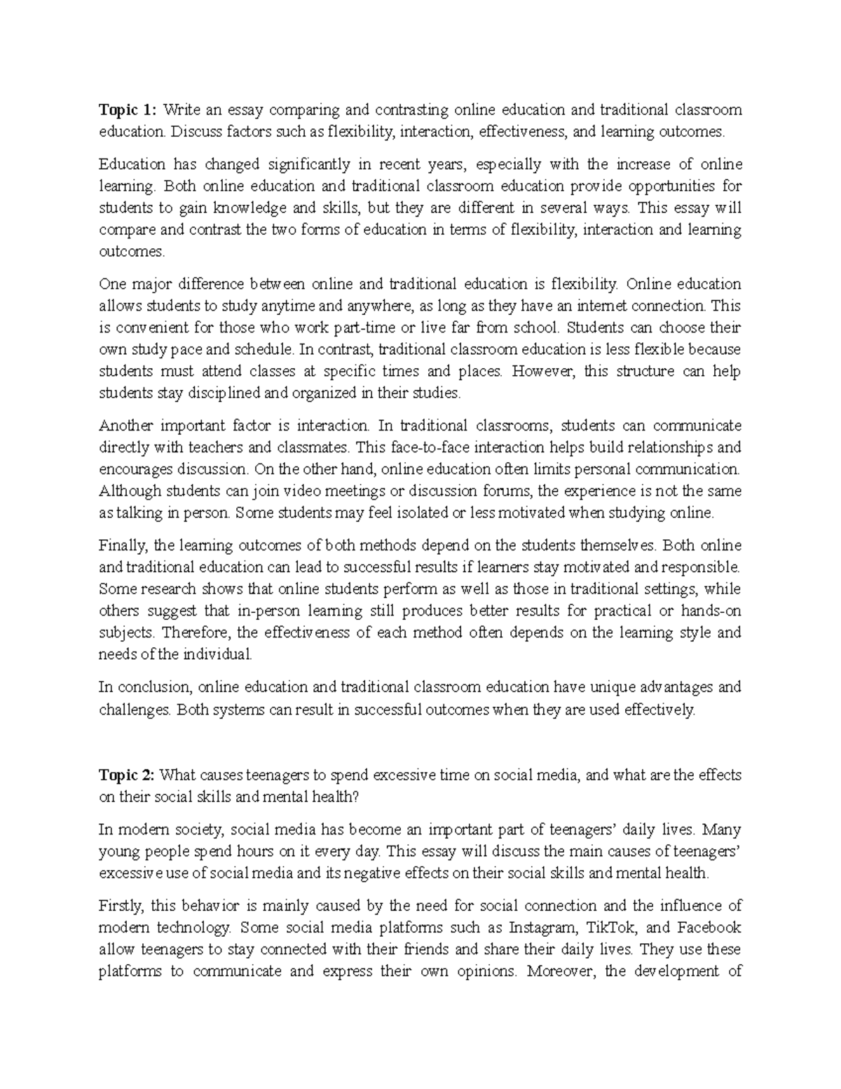 Comparing Online vs. Traditional Education: An Essay Analysis - Studocu