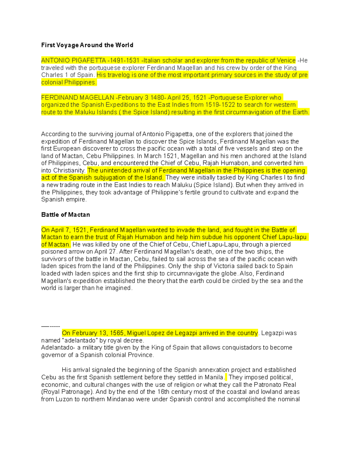 **HIST 101: Final Study on Ferdinand Magellan's Voyage and Impact ...