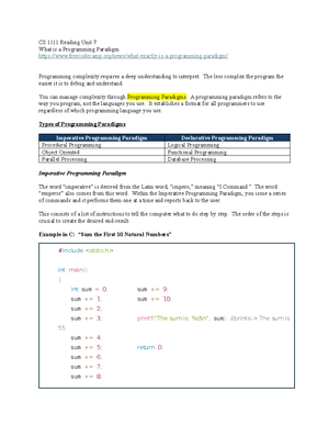 CS 1111 Reading Unit 7 - Define and discuss the core principles of ...