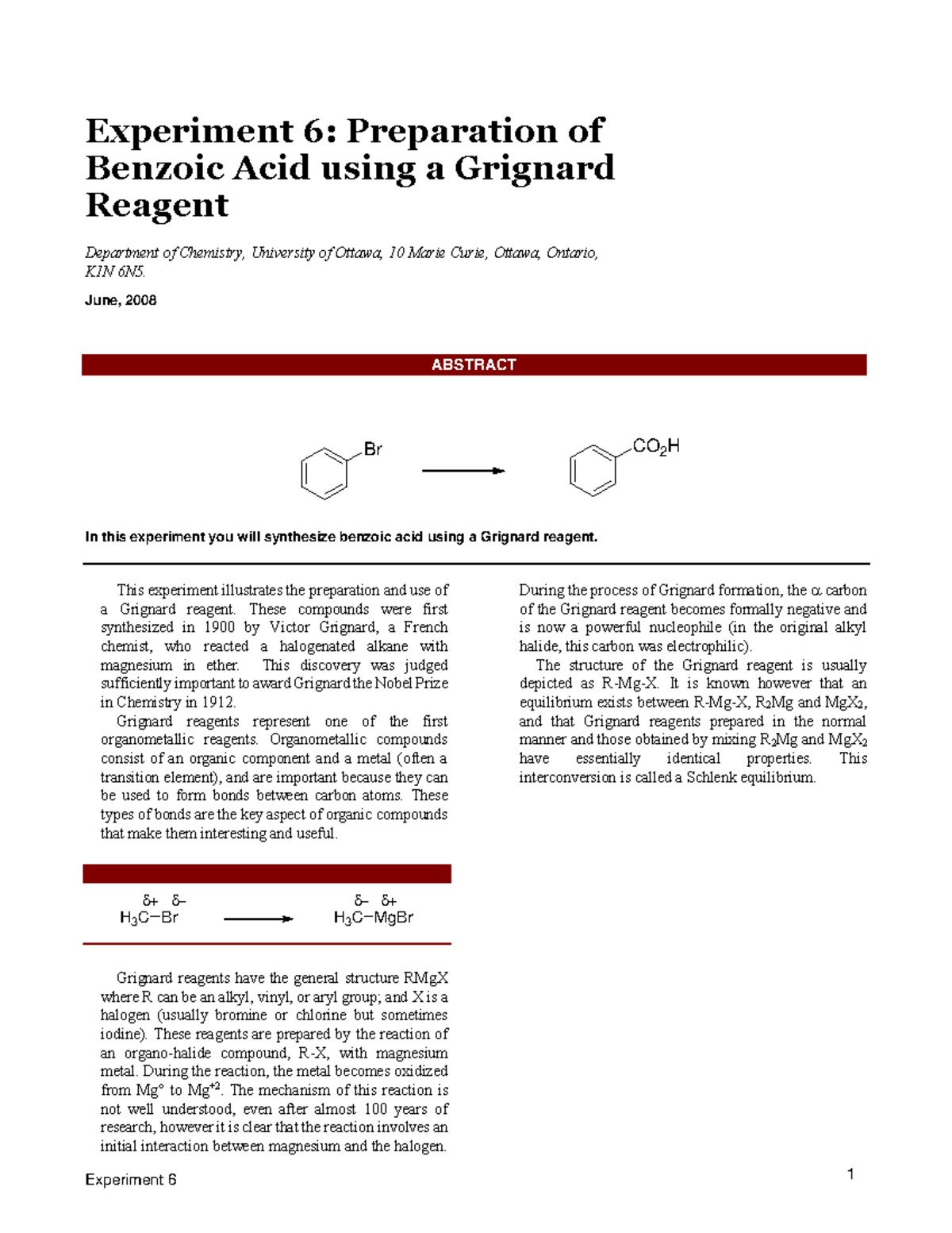 Experiment 6 132124 - Lab 6: Synthesis of Benzoic Acid via Grignard ...