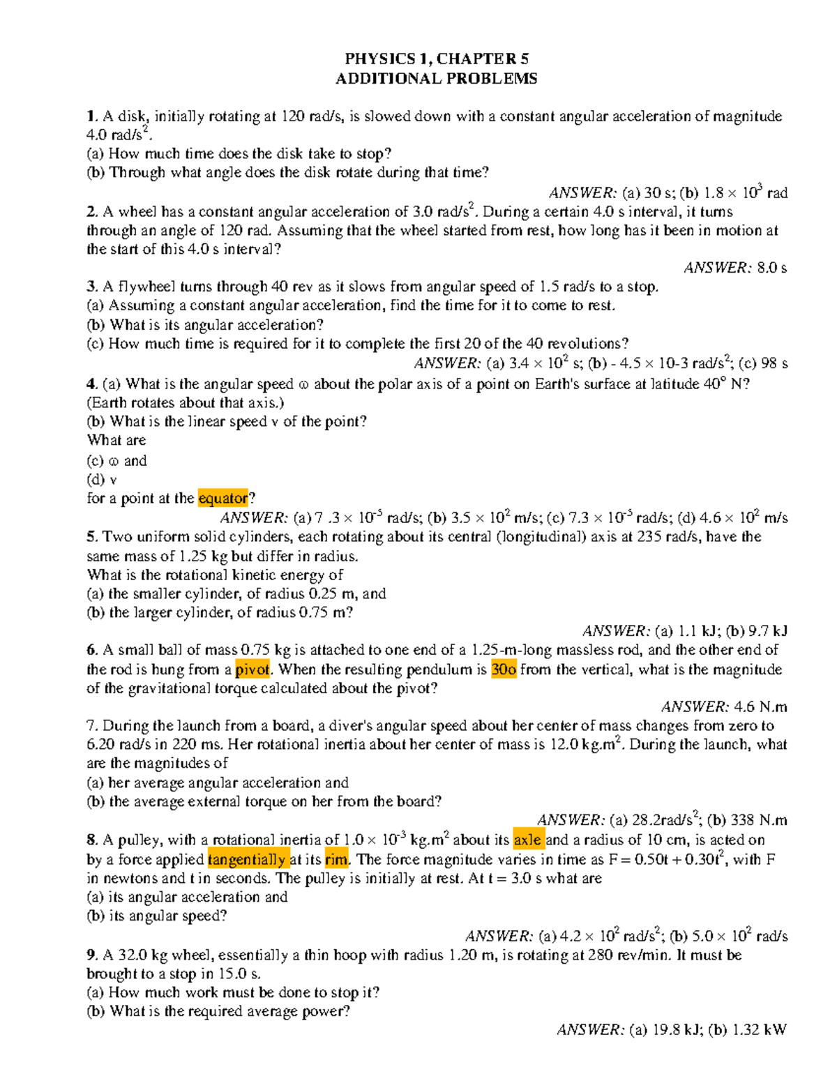 Extra Problem Phys 1Ch5 - PHYSICS 1, CHAPTER 5 ADDITIONAL PROBLEMS 1. A ...