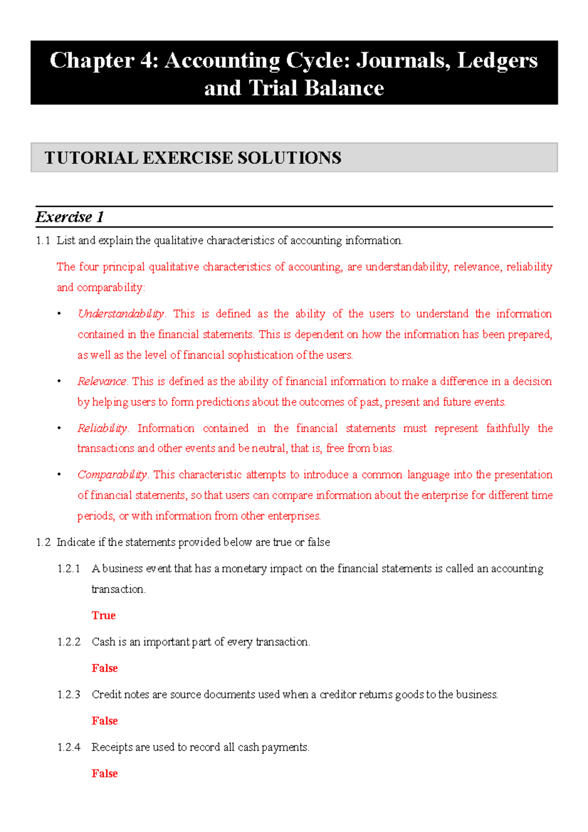 Chapter 4: Accounting Cycle Solutions for Fourth Edition Textbook - Studocu
