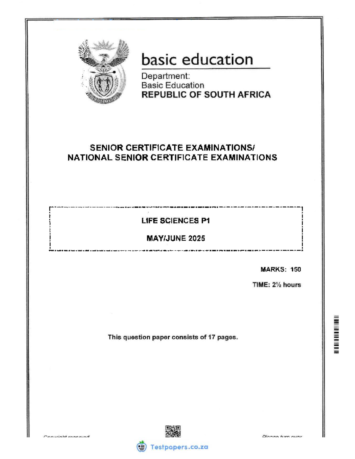 Life Sciences Grade 12 NSC P1 Question Paper May/June 2025 - Studocu