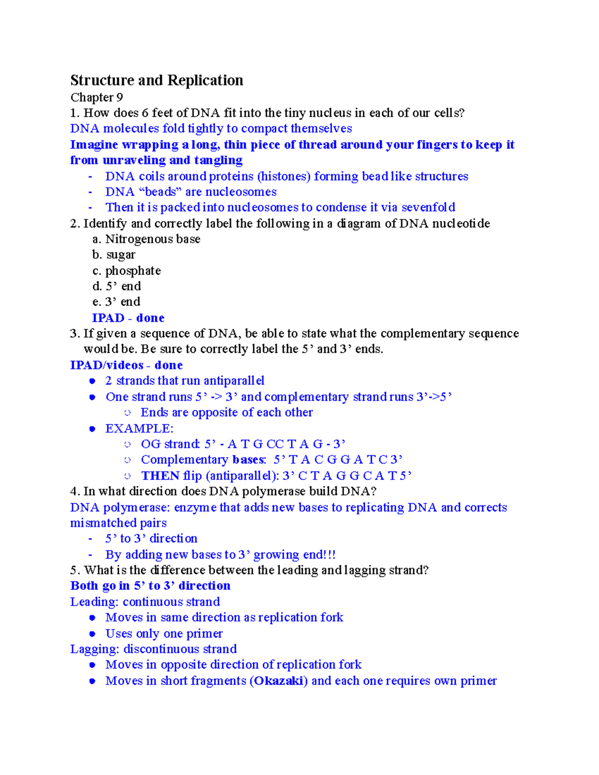 BIO 302 Midterm 1 Study Guide: DNA Structure & Replication Insights ...