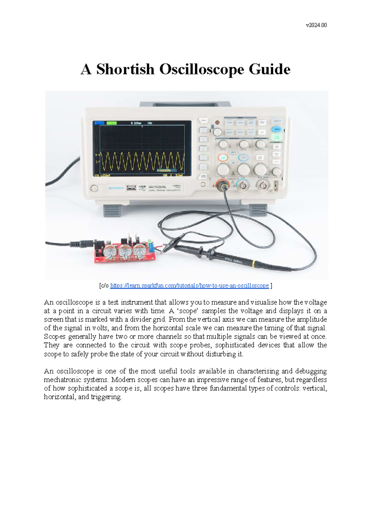 A Oscilloscope Guide - Note - v2024. A Shortish Oscilloscope Guide [c/o ...