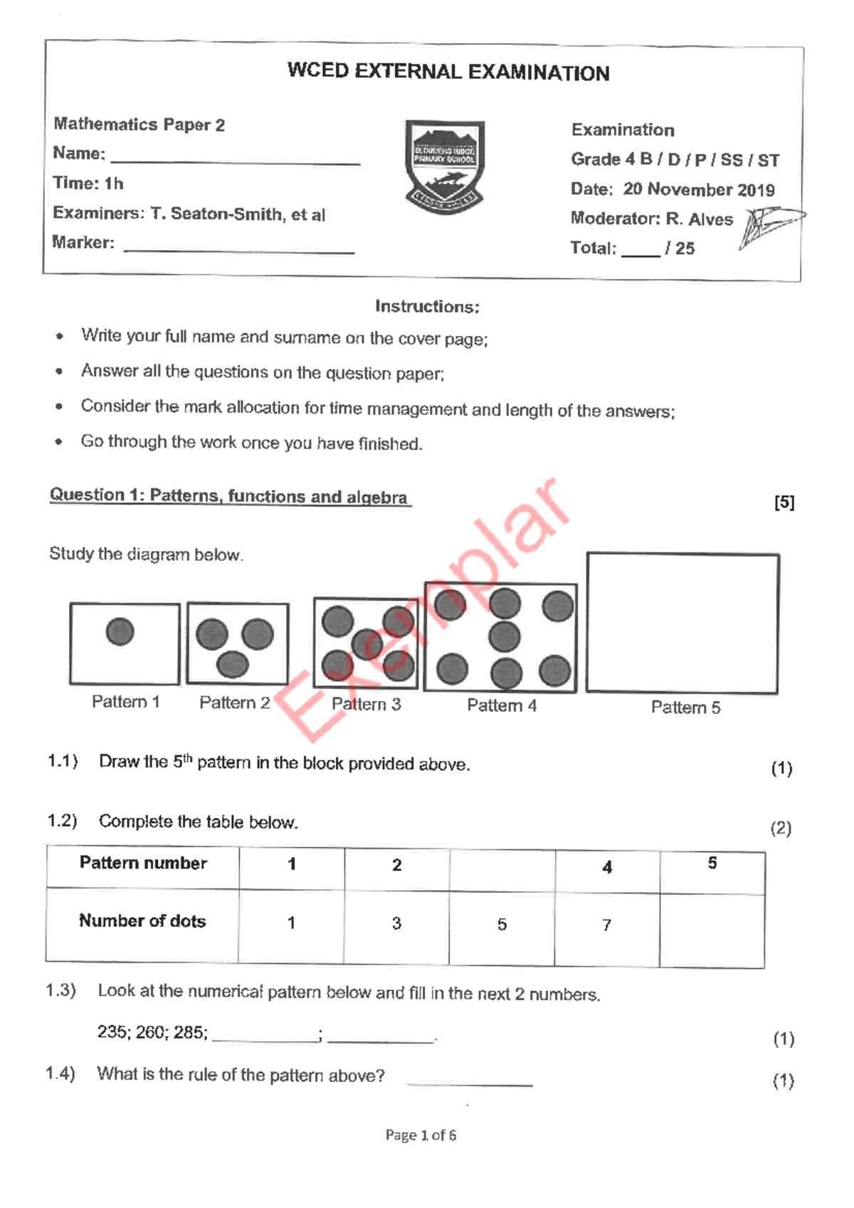 Grade 4 Mathematics Paper 2 - November 2019 Exam - Studocu