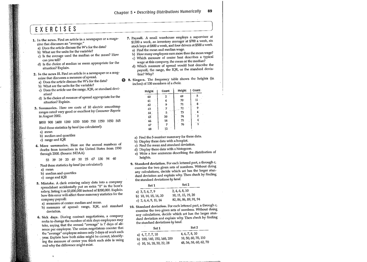 Chapter 5 Questions and Answers - Stat Analysis - Studocu