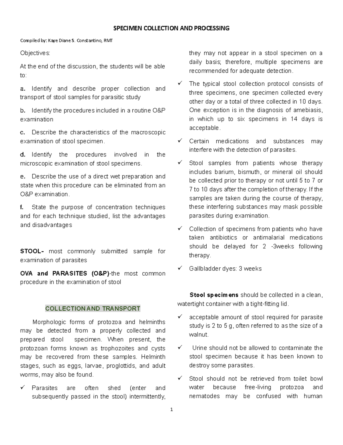 Clinical Parasitology: Stool Specimen Collection & Processing (2ND ...