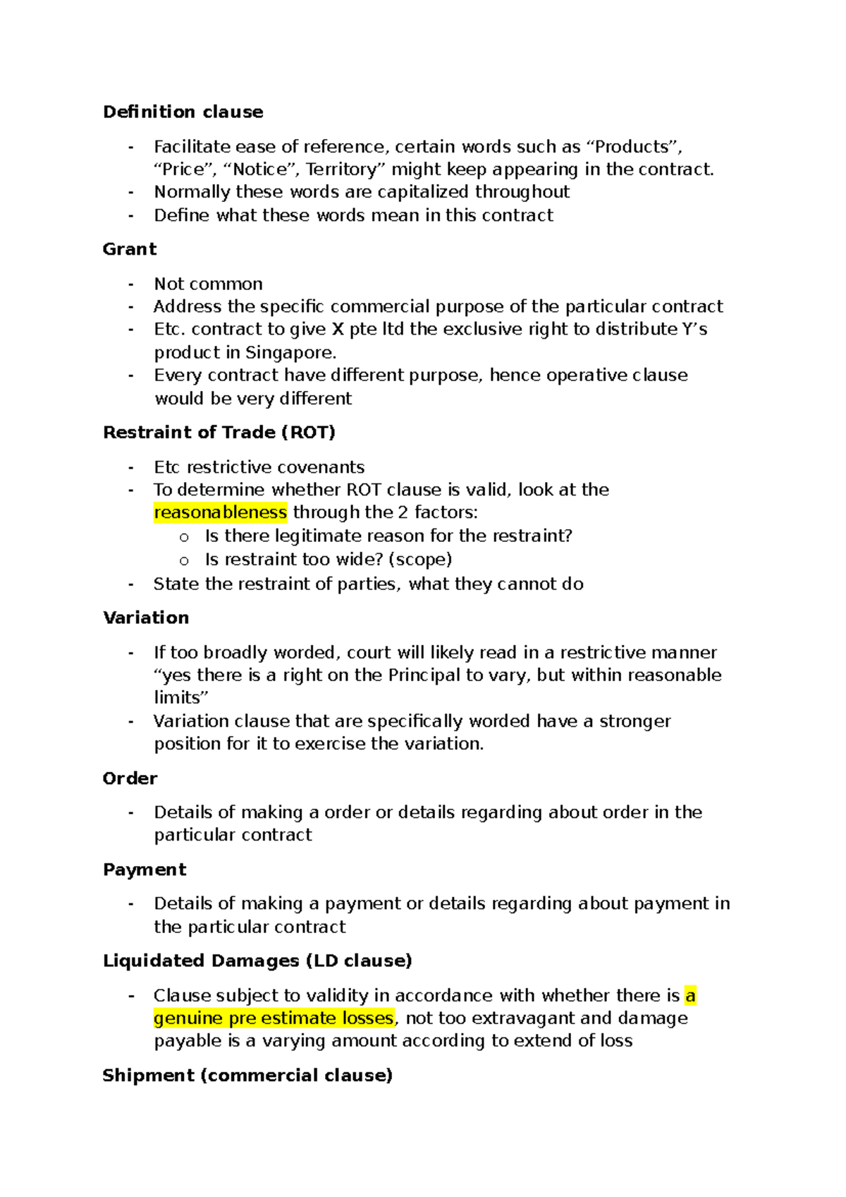 Contract Clause Definitions: Key Terms and Concepts Explained - Studocu