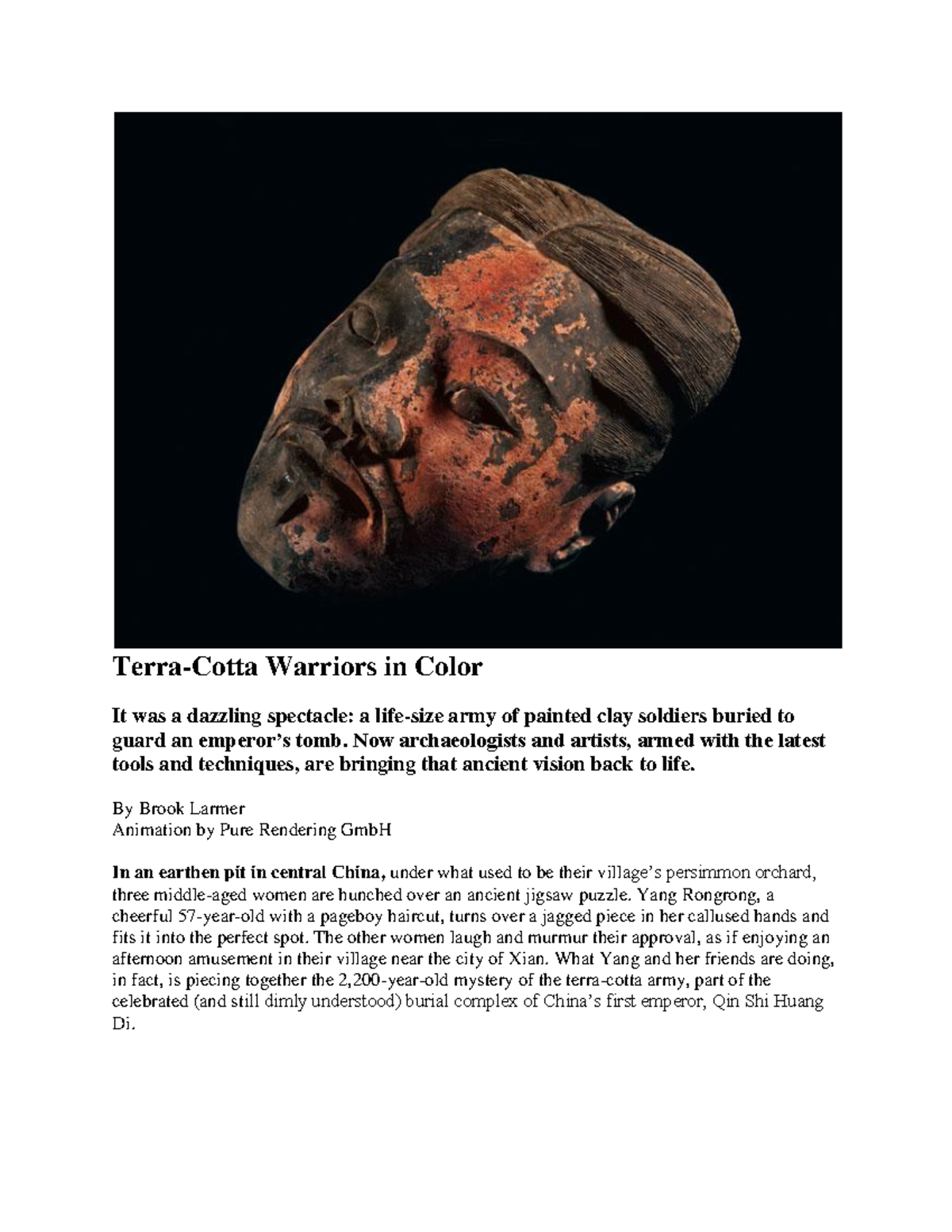 Restoring Colors of the Terra-Cotta Warriors: An Archaeological Study ...